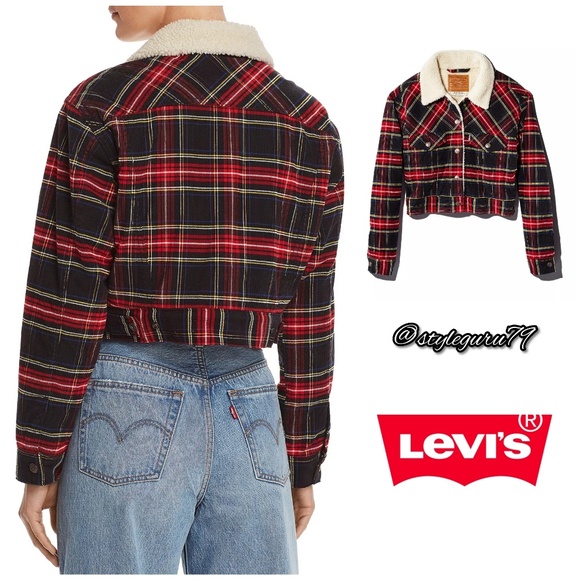 Levi's | Jackets & Coats | Nwt Levis Plaid Corduroy Cropped Jacket ...